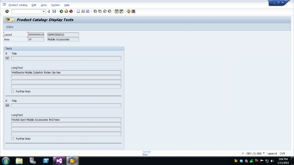SAP ECC Items